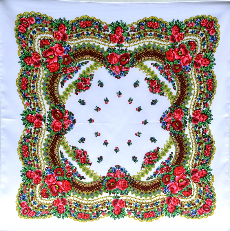 Romanian Scarves 2929 Ukrainian Scarf Polish Floral - Etsy