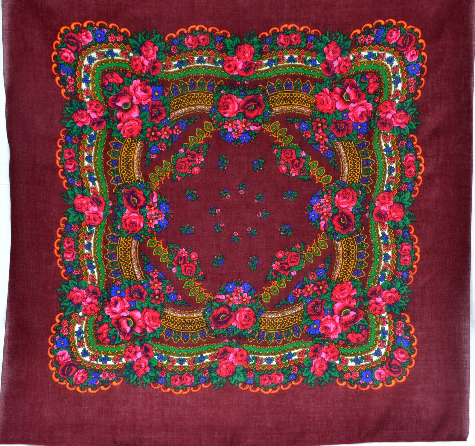 Ukranian Shawl Slavic Head Scarf Babushka Floral Scarf - Etsy UK