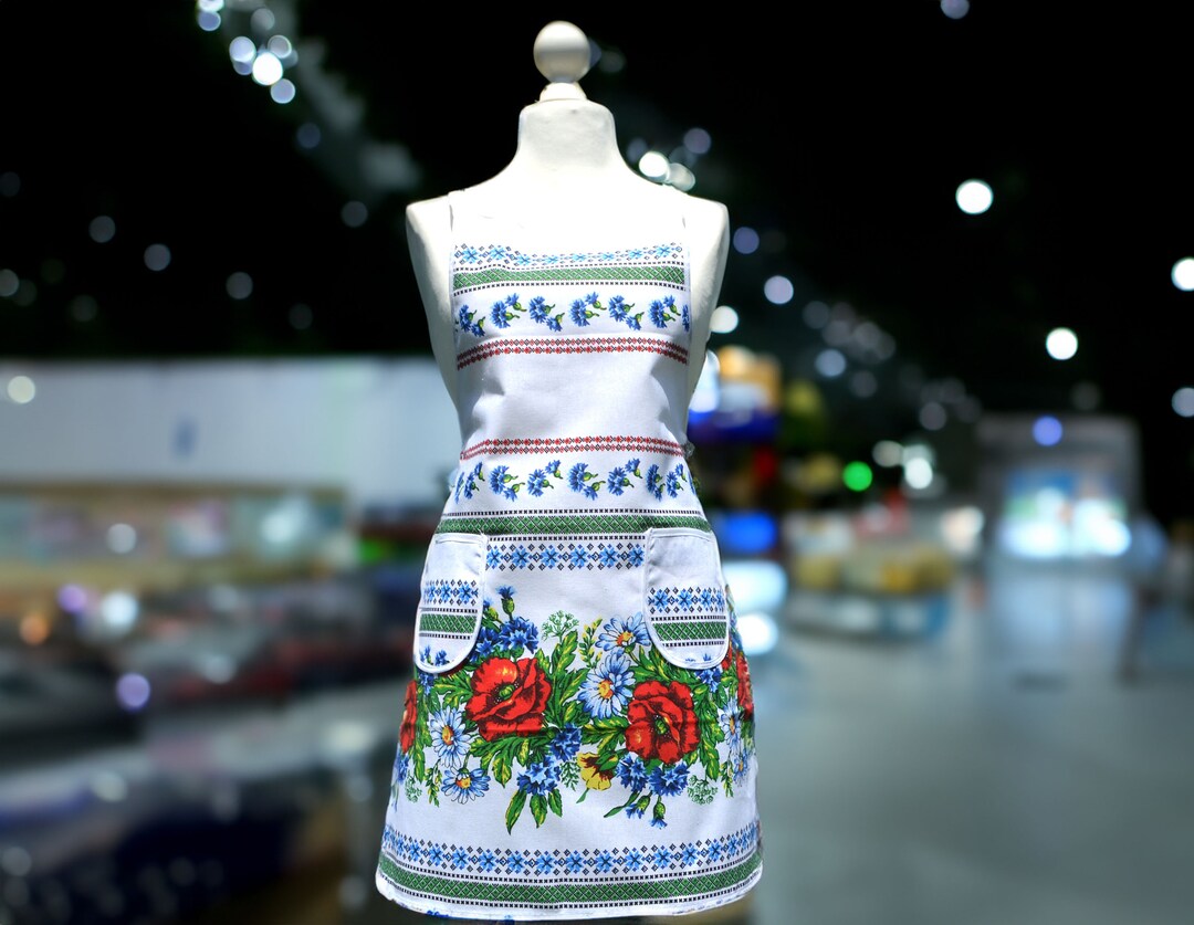 Linen Apron: Ukrainian Floral Print - Etsy