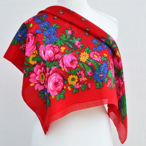 Black Head Scarf Ukranian Floral Scarf Babushka Scarf - Etsy