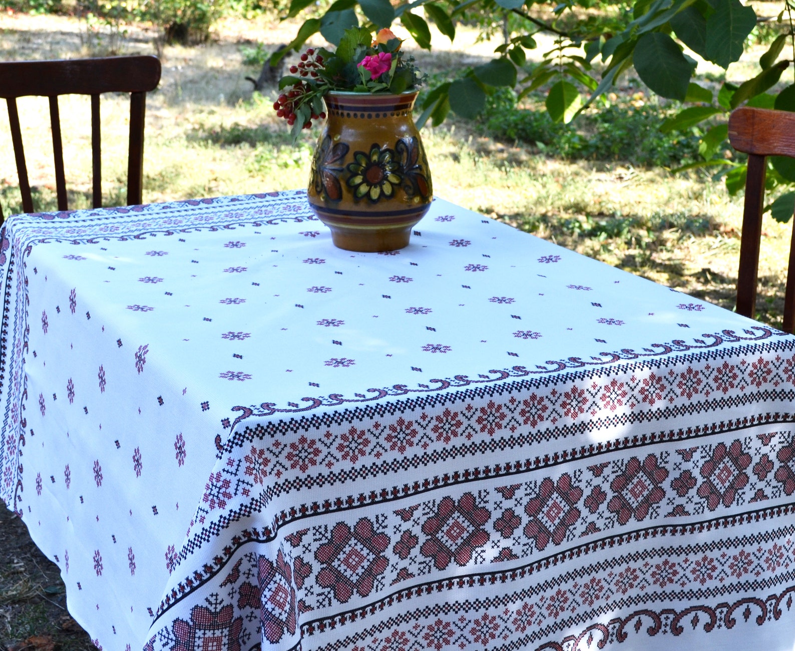 Linen Tablecloth Ukrainian Traditional Embroidery Print - Etsy