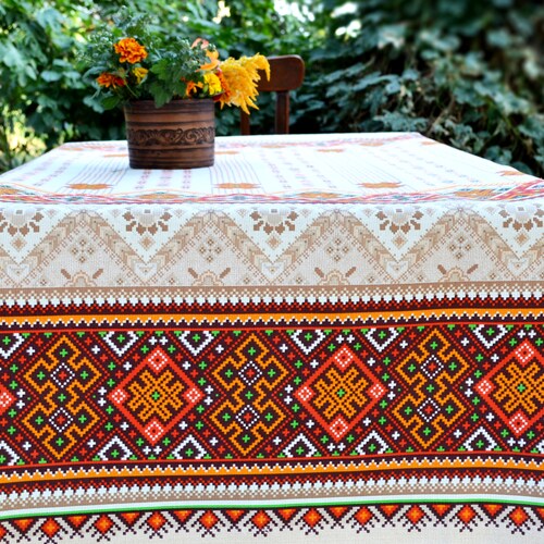 Linen Tablecloth Ukrainian Traditional Embroidery Print - Etsy