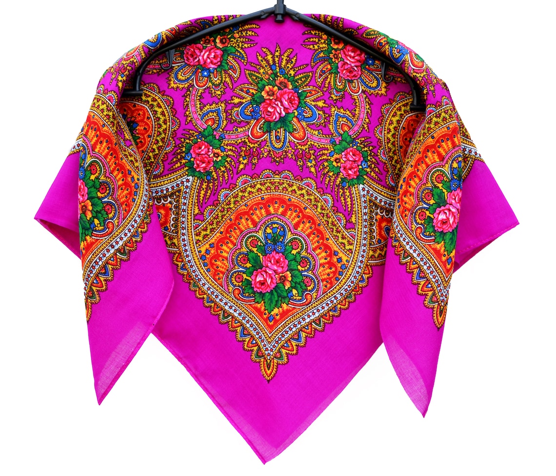 Ukrainian Head Scarf Babushka Floral Scarf Polish Scarf - Etsy