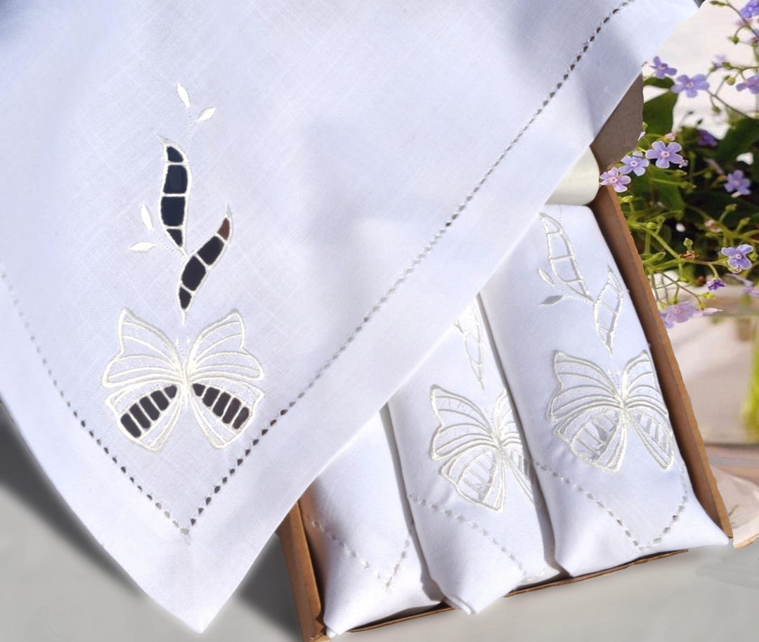 Embroidered Linen Napkins Cutwork Backyard Wedding Gift - Etsy