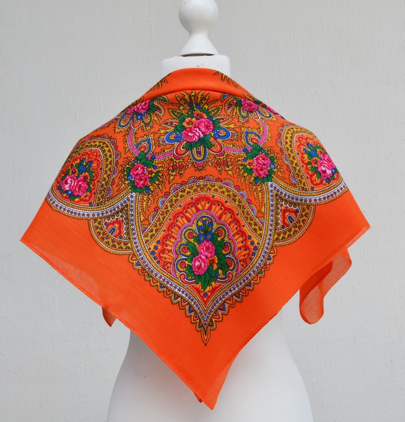 Ukrainian Head Scarf Babushka Floral Scarf Polish Scarf | Etsy