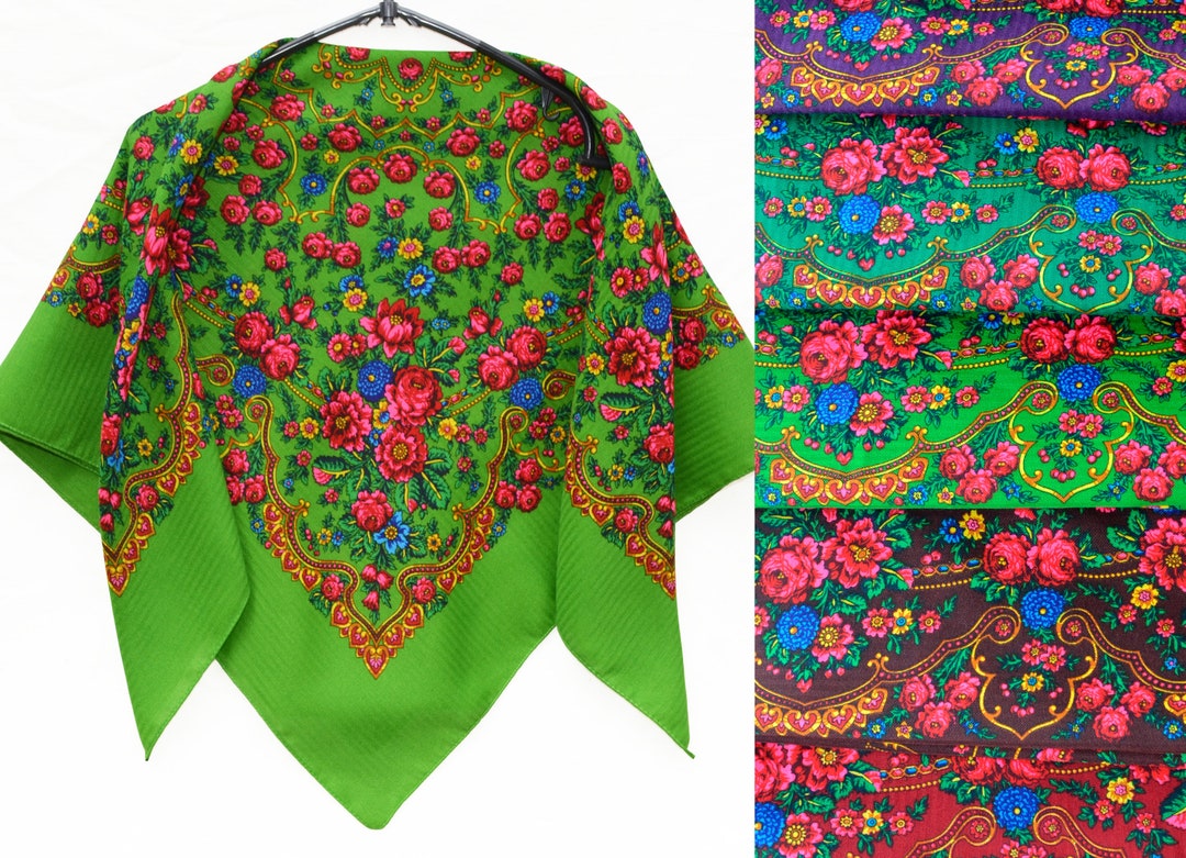 Ukrainian Head Scarf Babushka Wool Shawl Slavic Scarf Ukrainian Gifts ...