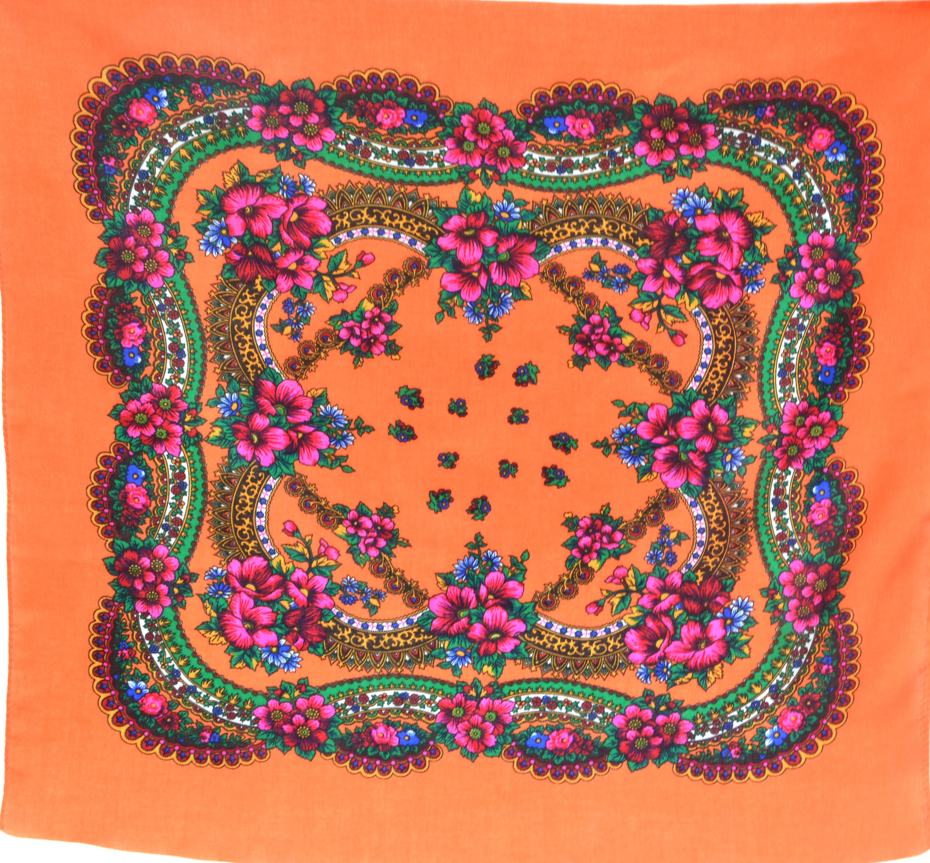 Ukranian Shawl Slavic Head Scarf Babushka Floral Scarf | Etsy UK