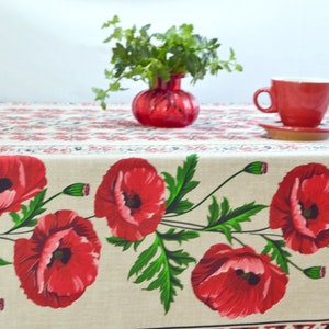 Ukrainian Poppies Linen Tablecloth, Embroidered Print - Etsy
