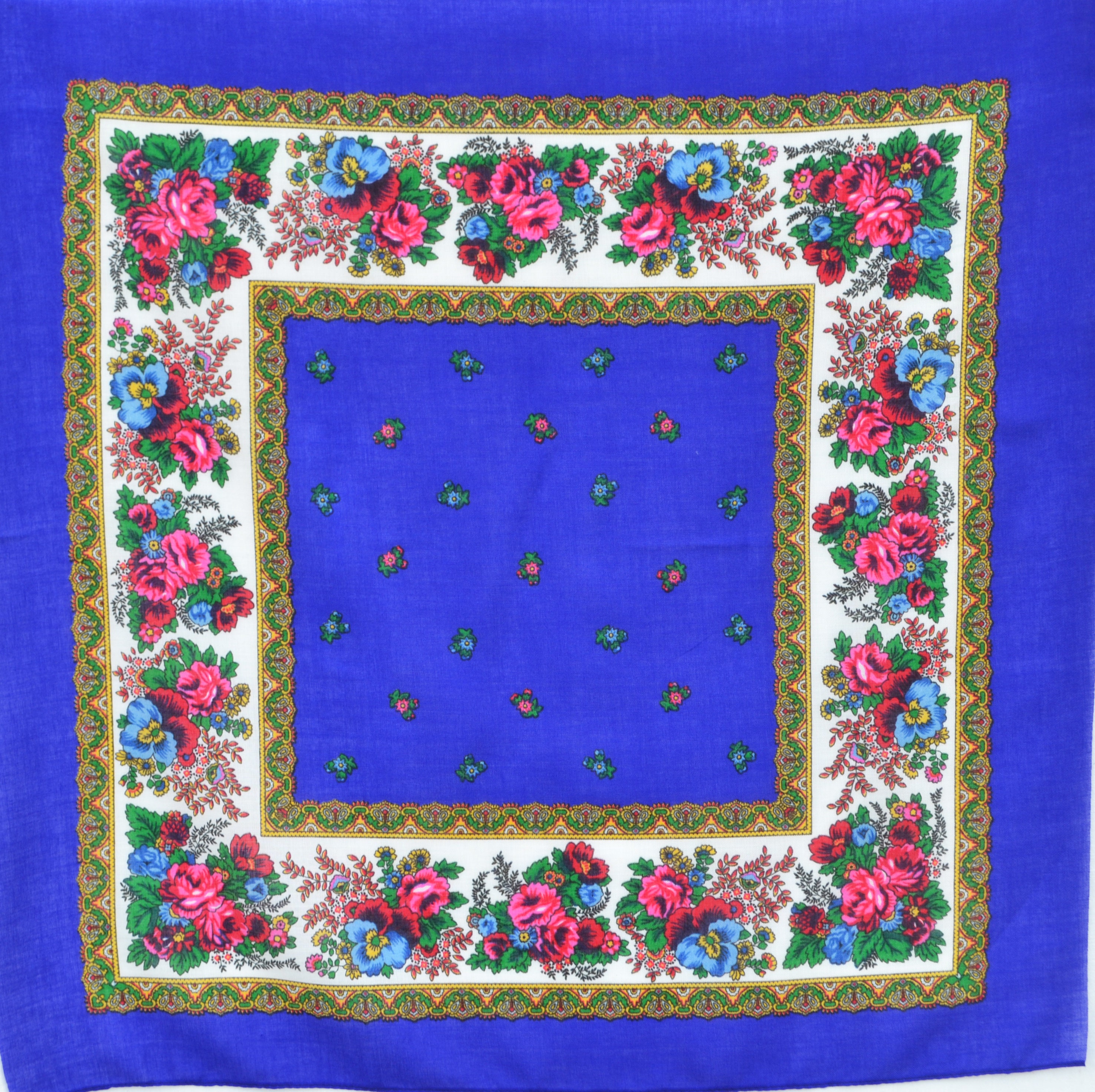 Babushka Scarf Blue Foral Head Scarf Ukrainian Shawl - Etsy UK