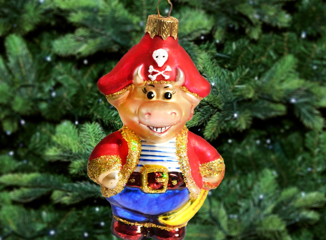 Bull Ornament Glass Christmas Decoration for Christmas Tree Holiday ...