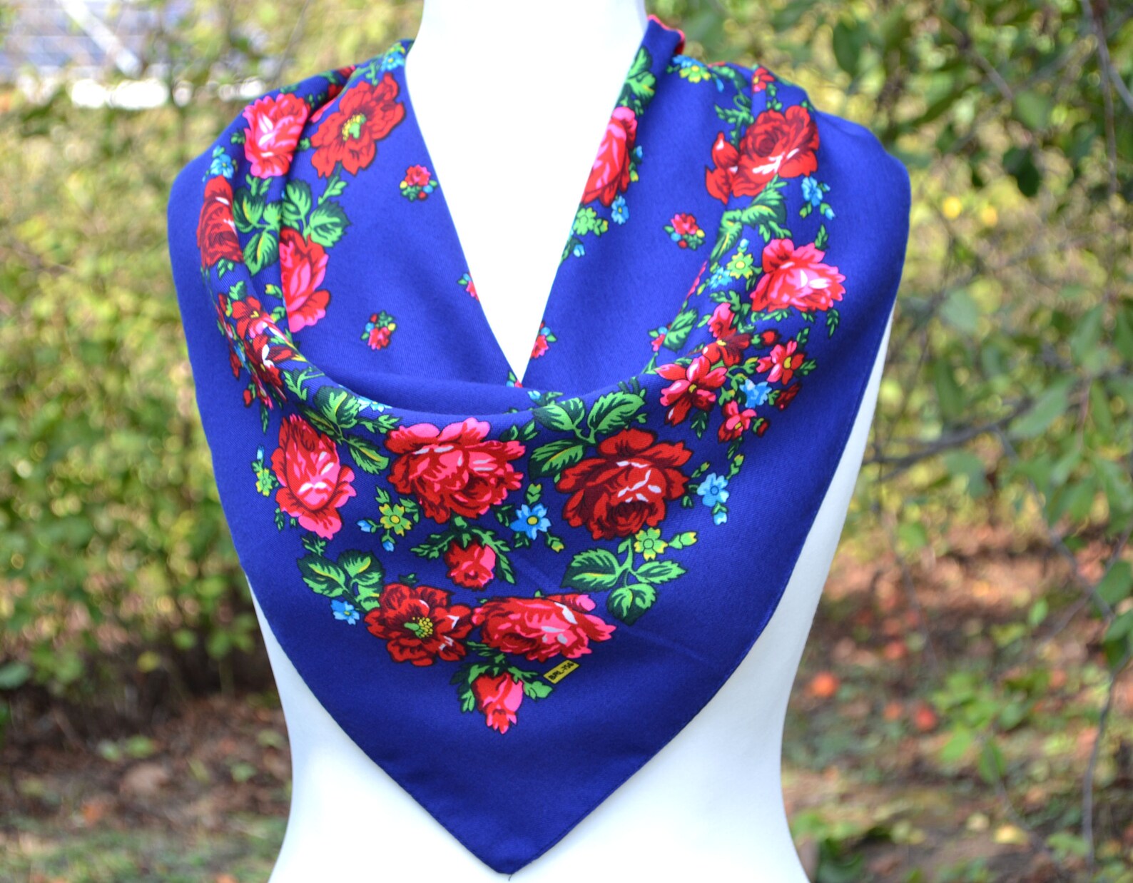 Blue Floral Scarves 29"-29 Ukrainia Bandana Romanian Head Scarf - Etsy