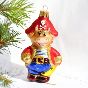 Bull Ornament Glass Christmas Decoration for Christmas Tree Holiday ...