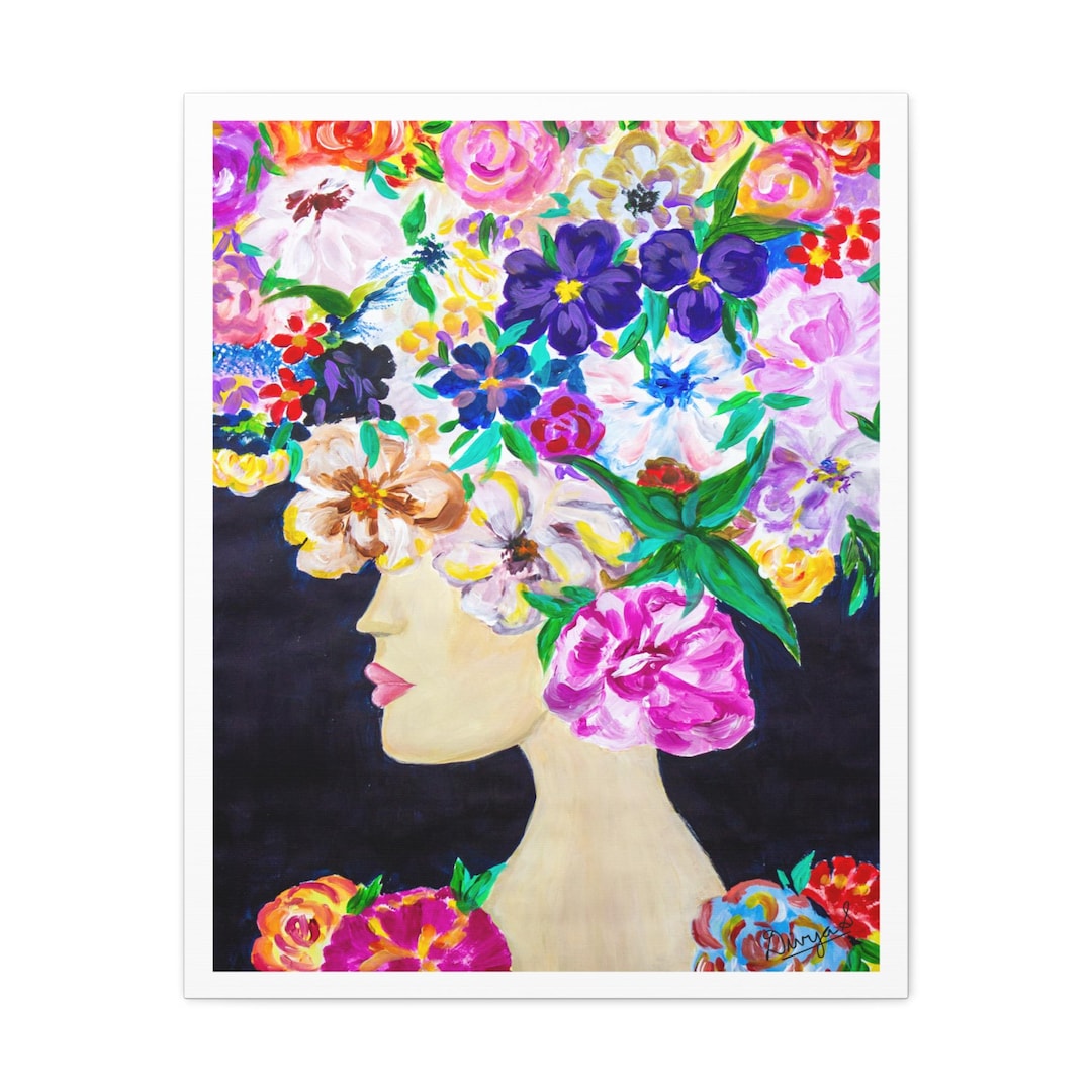 Female Portrait Art, Floral Woman Painting, Flowers Woman Art, Female ...