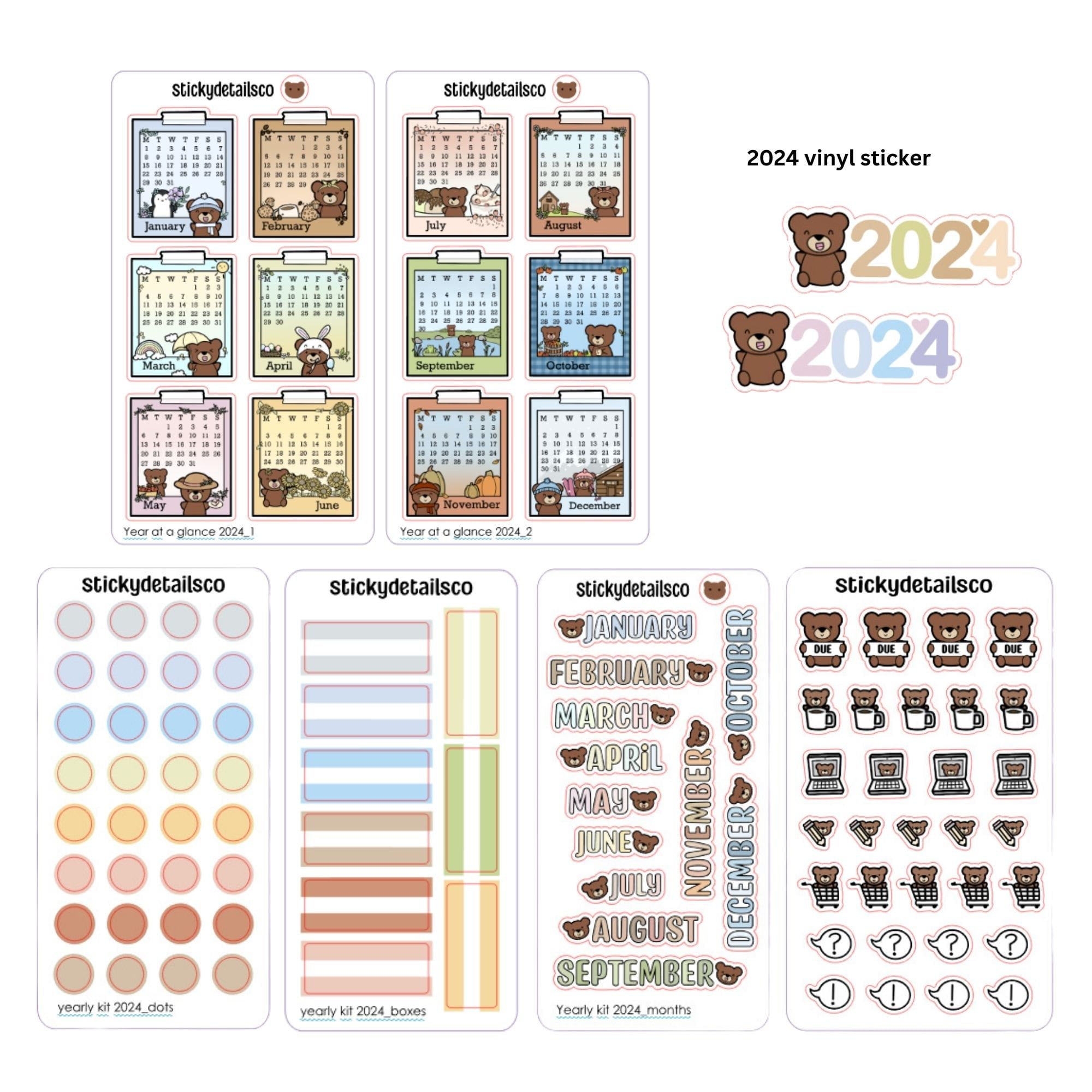 Sticker Kit 2024 Bullet Journal Starter Kit Planner Sticker Set Teddy ...