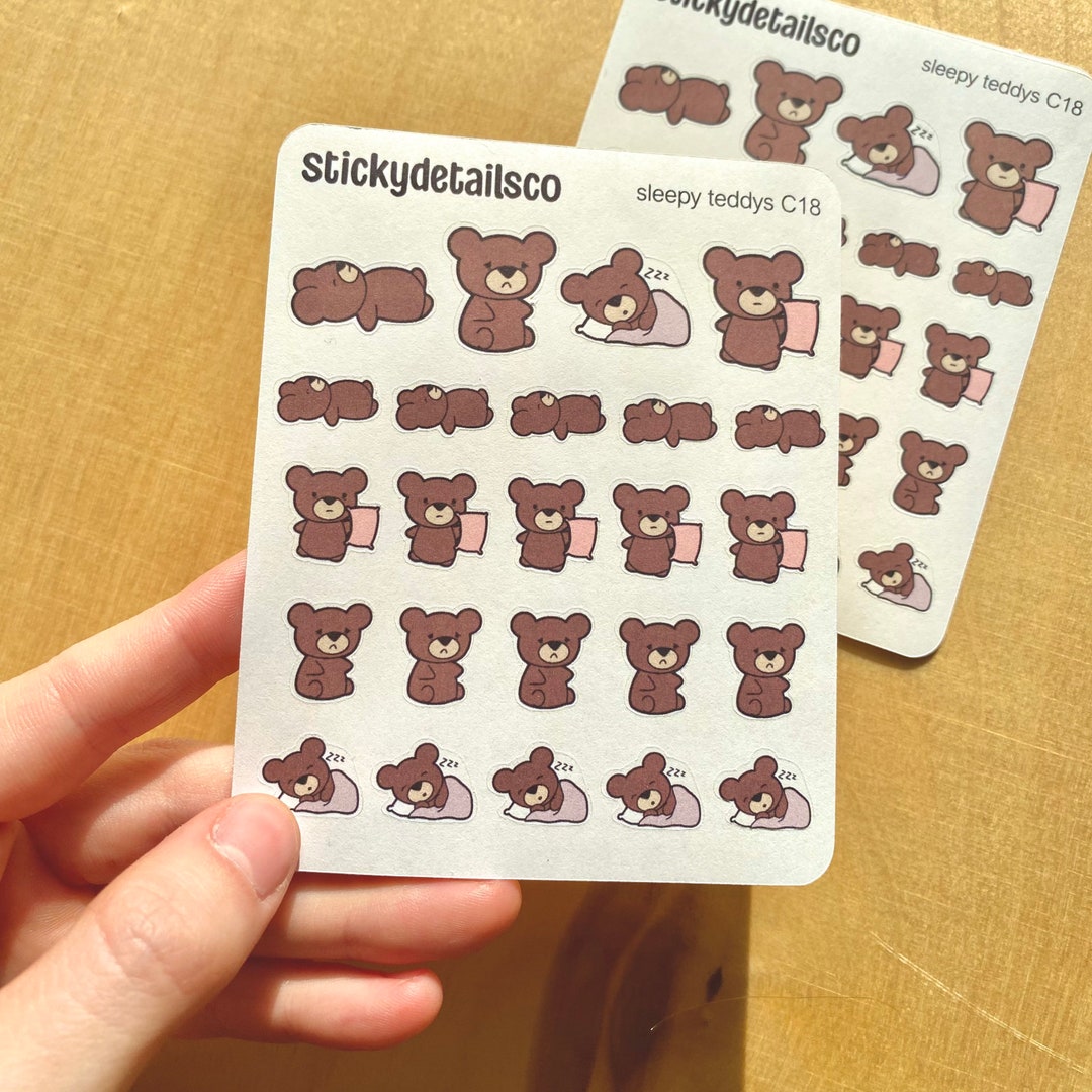 Tired Teddy Sticker Bullet Journal Stickers, Planner Stickers ...