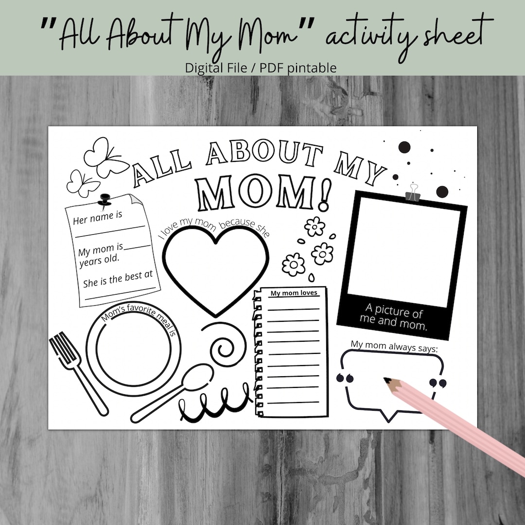 Mother’s Day Questionnaire, Mom Color Sheet, Pdf File, Printable Craft ...