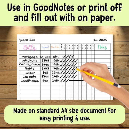 Yearly Bill Checklist, Monthly Finance Sheet, Money Management PDF ...