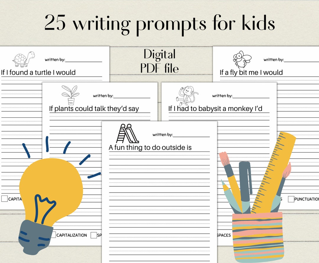 25 Writing Prompts for Kids, Forming Sentence Starters, Printable ...