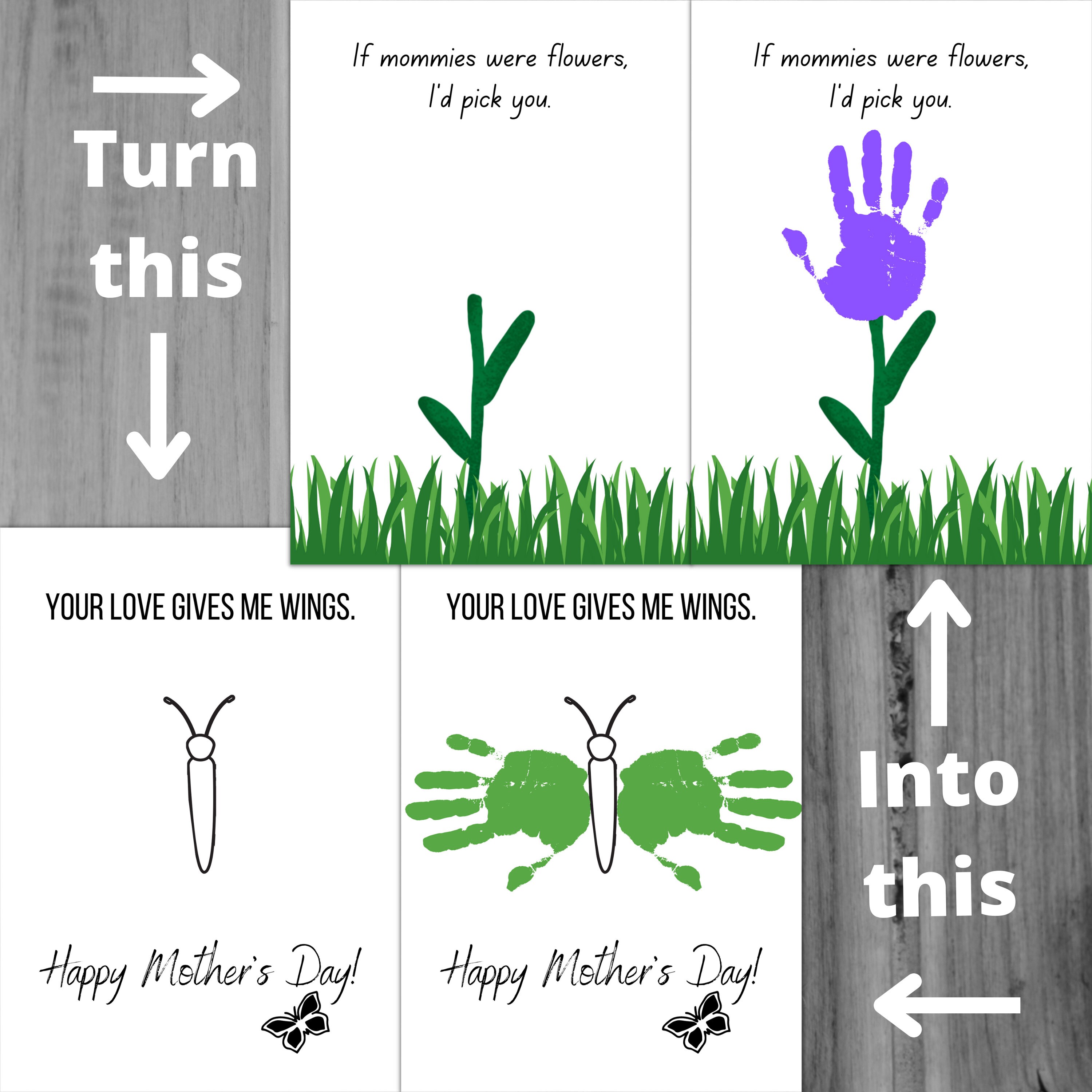 Mothers Day Craft, DIY Fingerprint / Handprint, PDF File, Printable ...