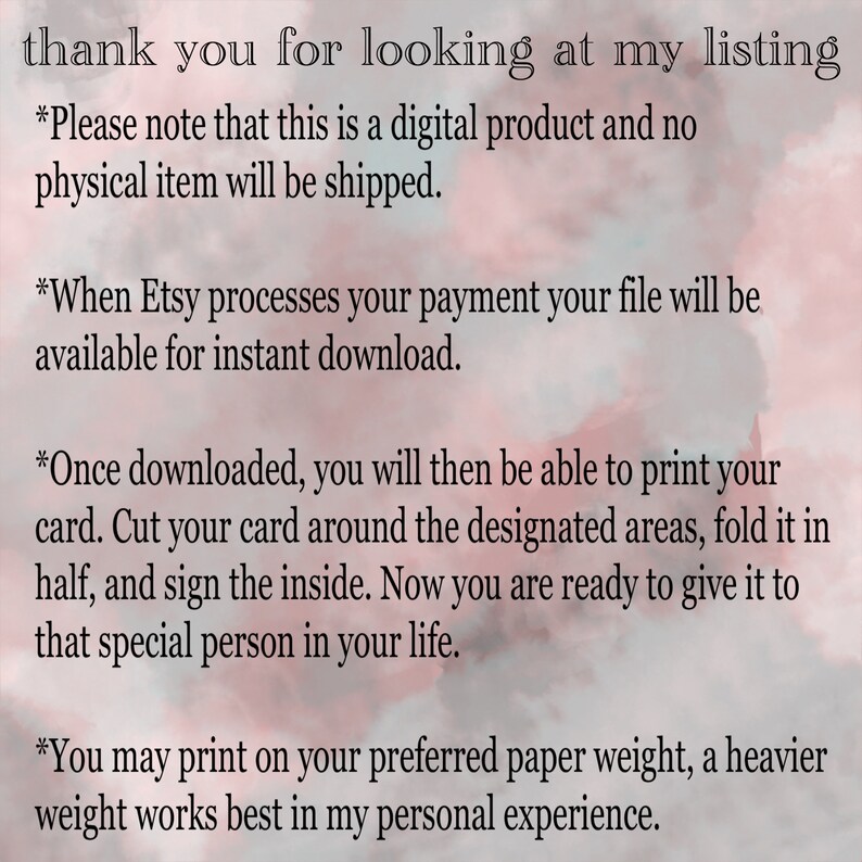 Happy Birthday Greeting Card, Outside & Inside, Instant Download PDF ...