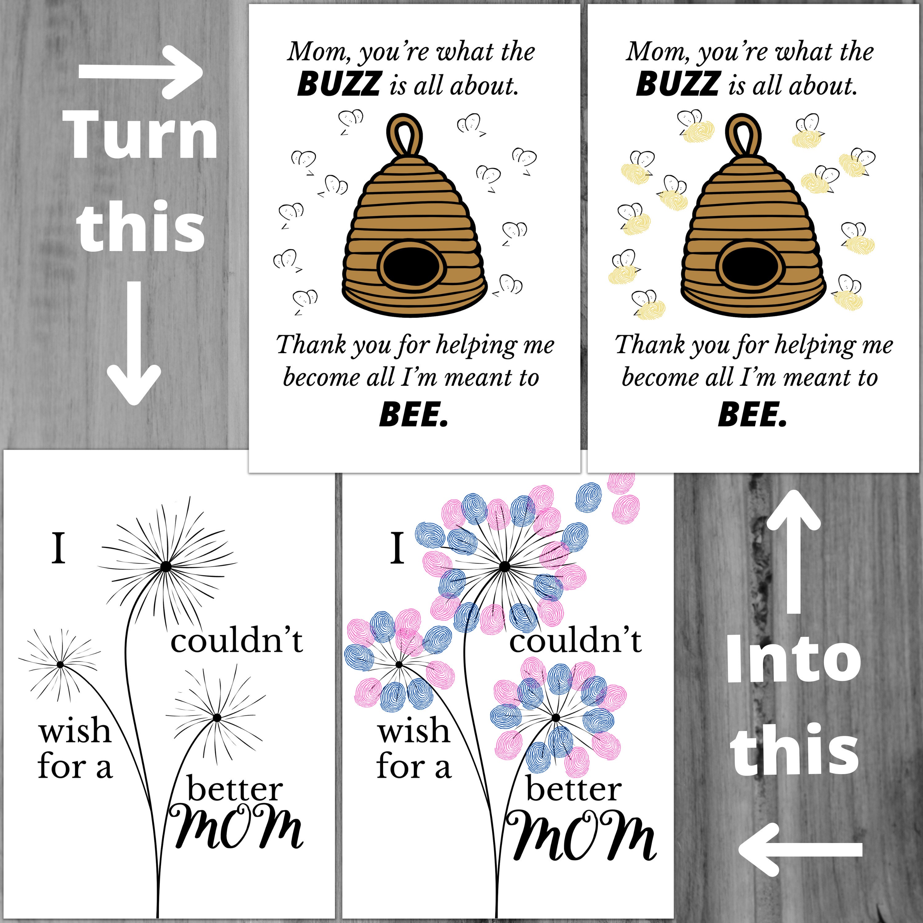 Mothers Day Craft, DIY Fingerprint / Handprint, PDF File, Printable ...