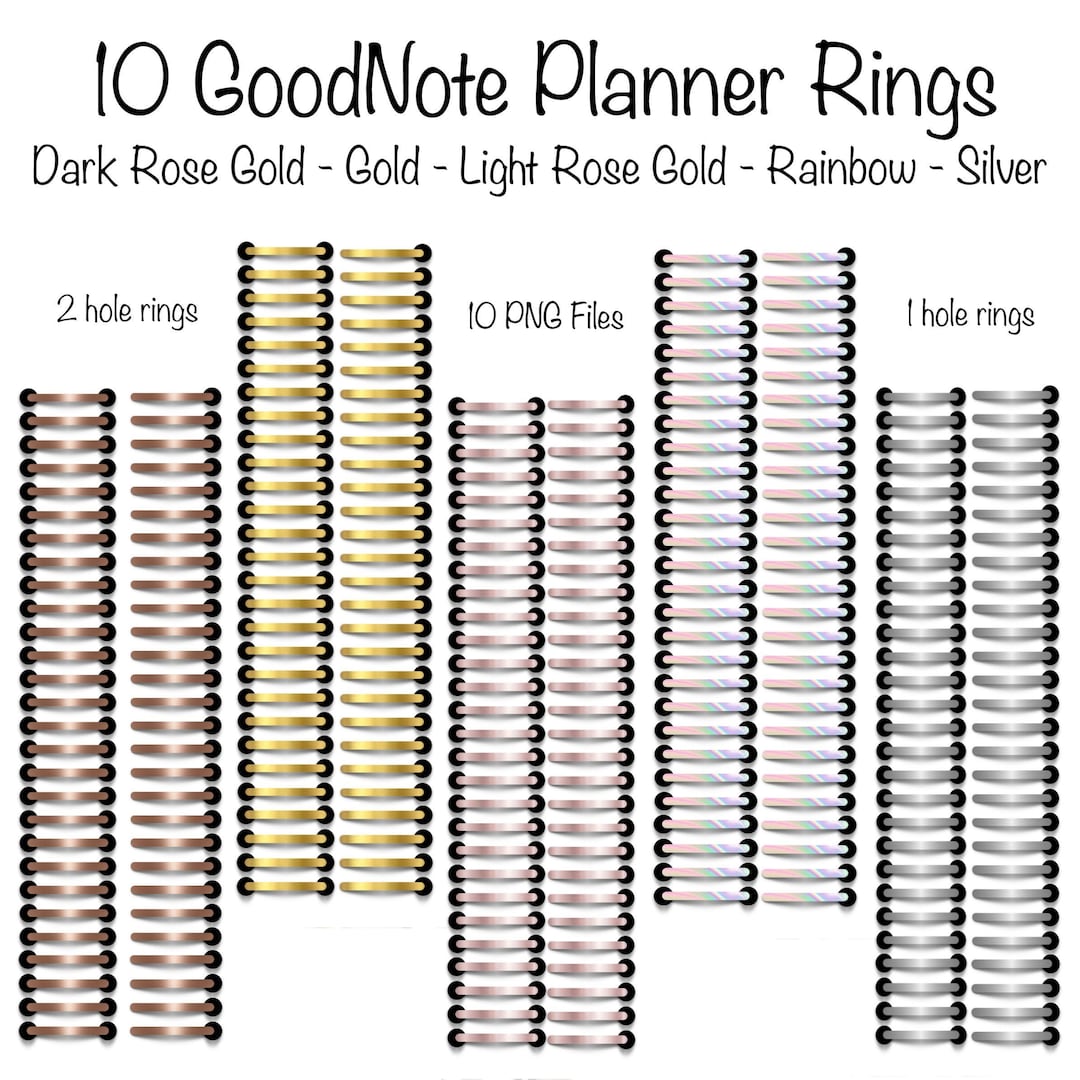 Binder Rings for Goodnotes, Notability, Etc. 10 Png Binder Ring Files ...
