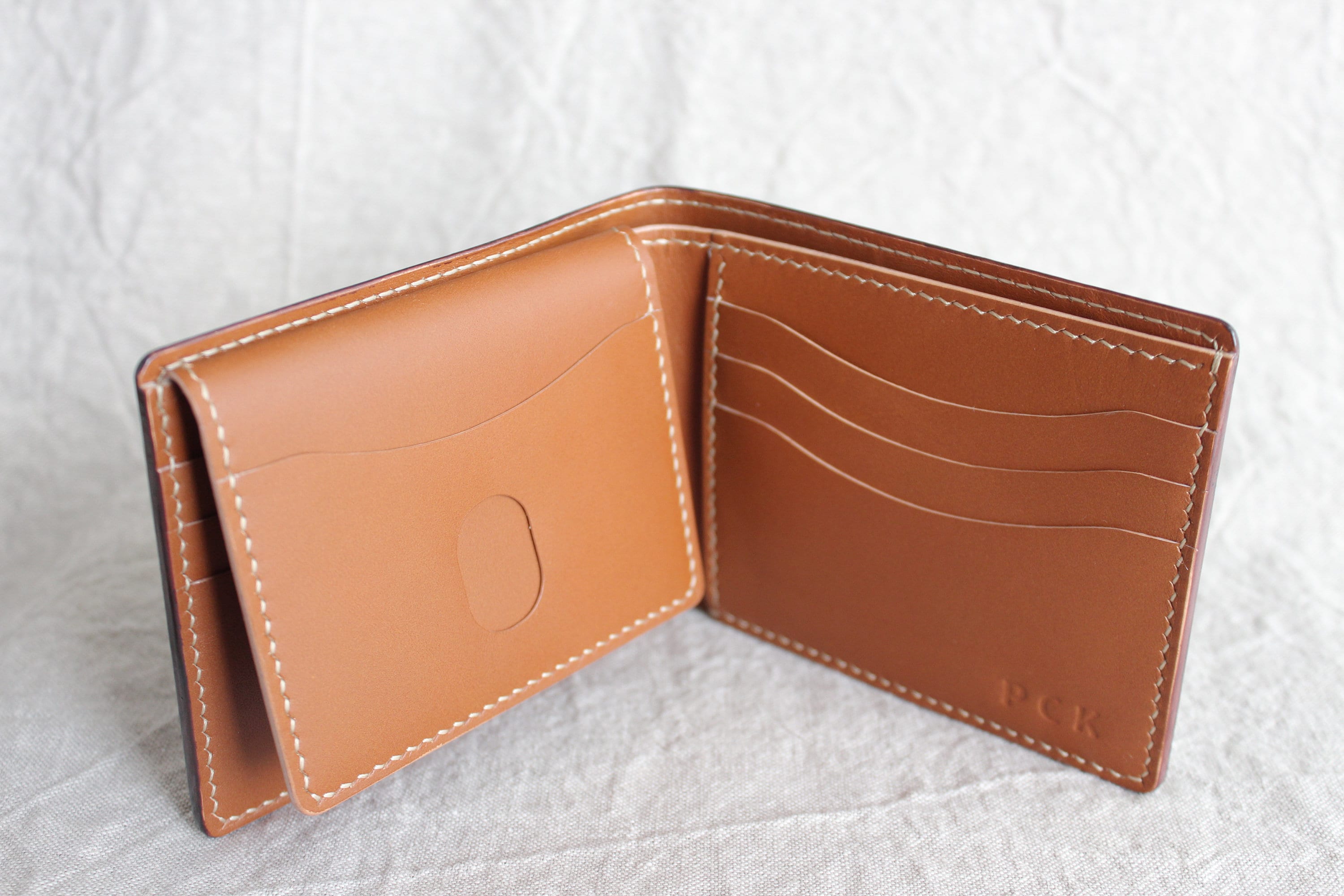 Handmade Veg Tan Leather Wallet for 8 Cards/ Men Leather Bi-fold Wallet ...