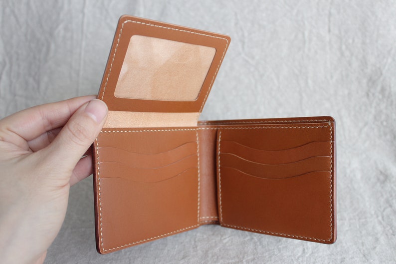 Handmade Veg Tan Leather Wallet for 8 Cards/ Men Leather Bi-fold Wallet ...