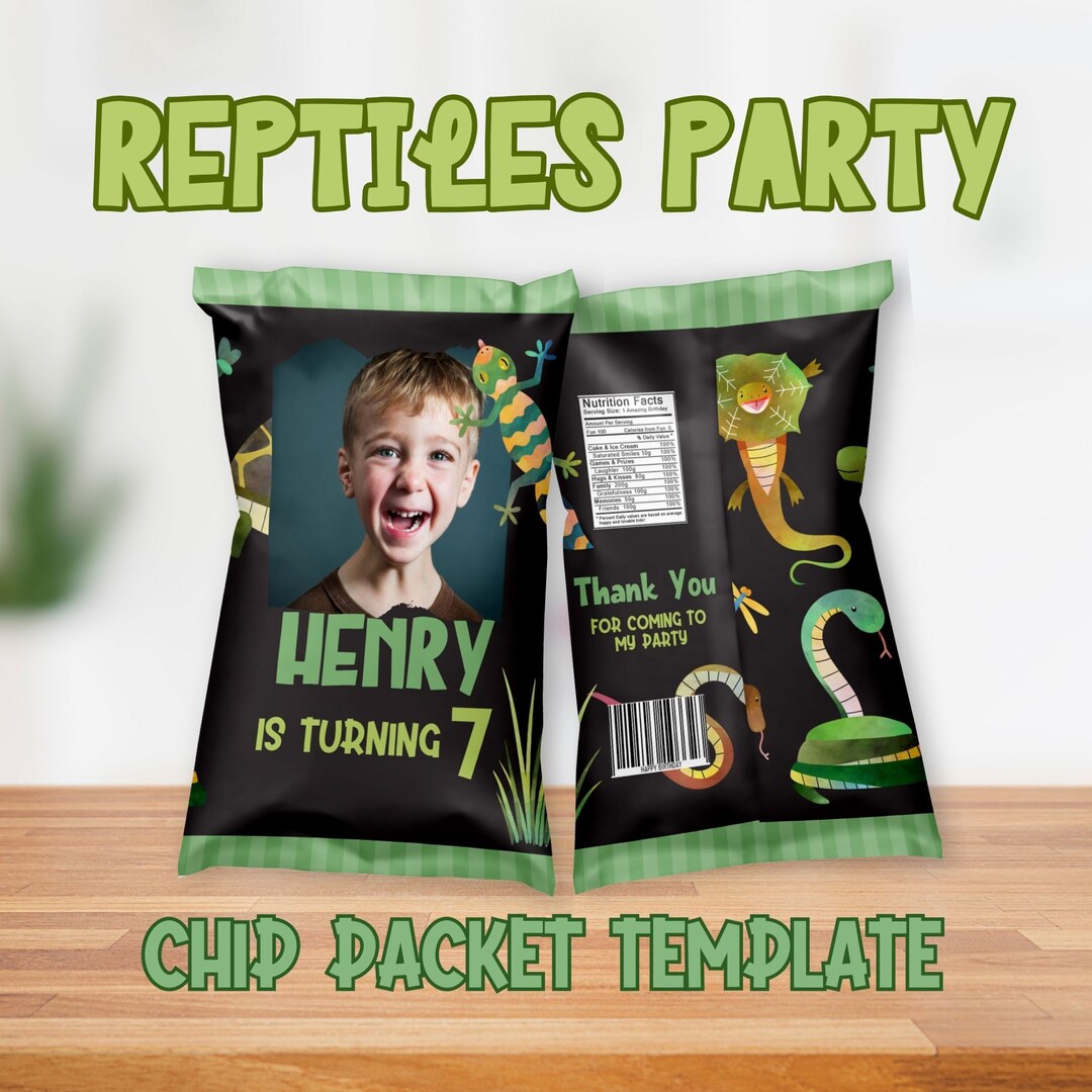 Reptiles Party Chips Bag, Exotic Pet Snacks Treat Bags, Lizards and ...