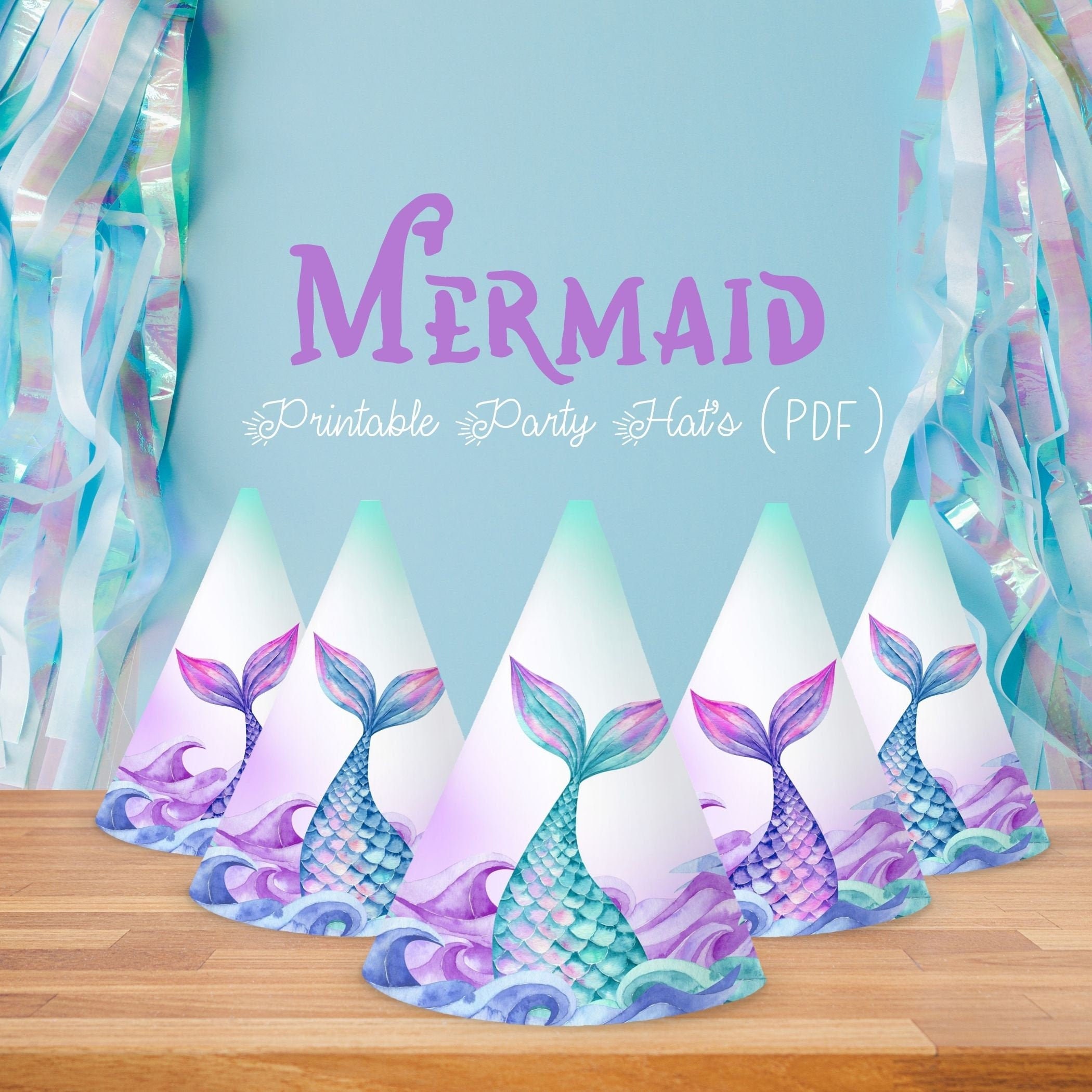Mermaid Party Hats Girls Pool Under the Sea Birthday Party - Etsy