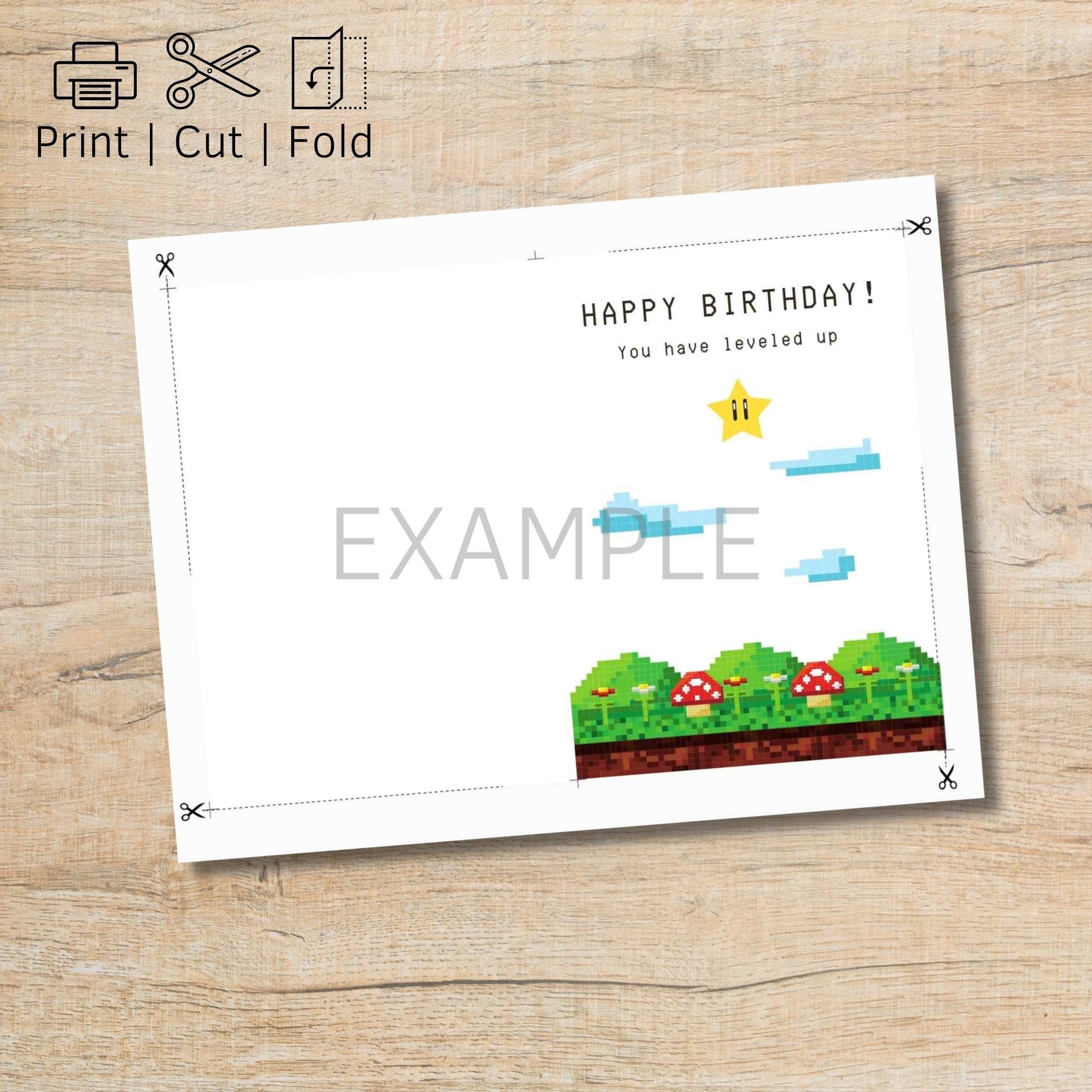 Retro Video Game Inspired Printable Birthday Card - Level up Your ...