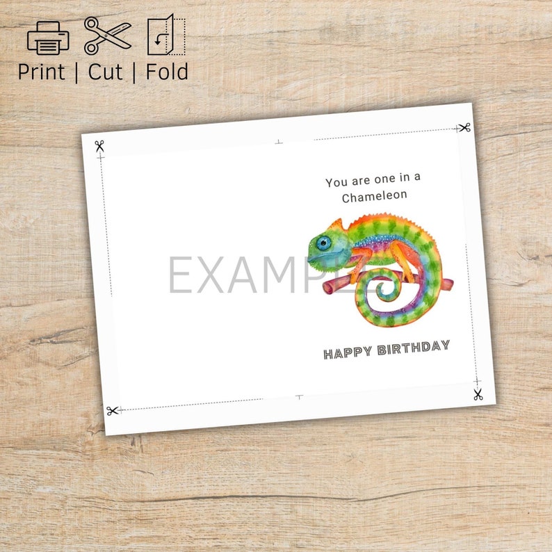 Printable Chameleon Birthday Card: You're One in a - Etsy