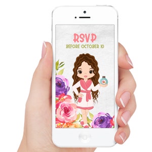 Spa Day Invitation, Brunette Spa Girl, Editable Digital Video ...