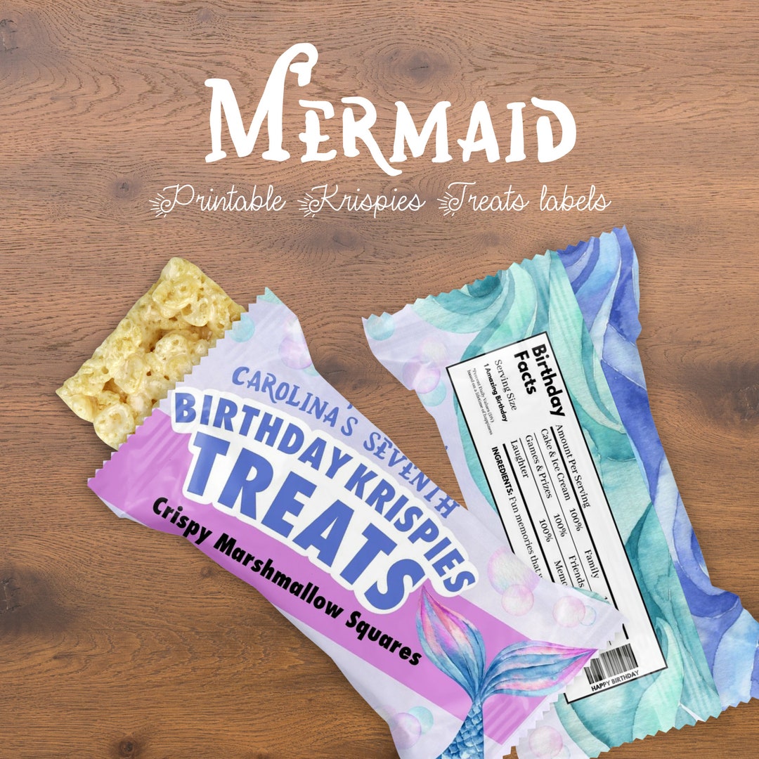 Mermaid Rice Krispies Treats Wrapper Label, Custom Rice Krispie Treat ...