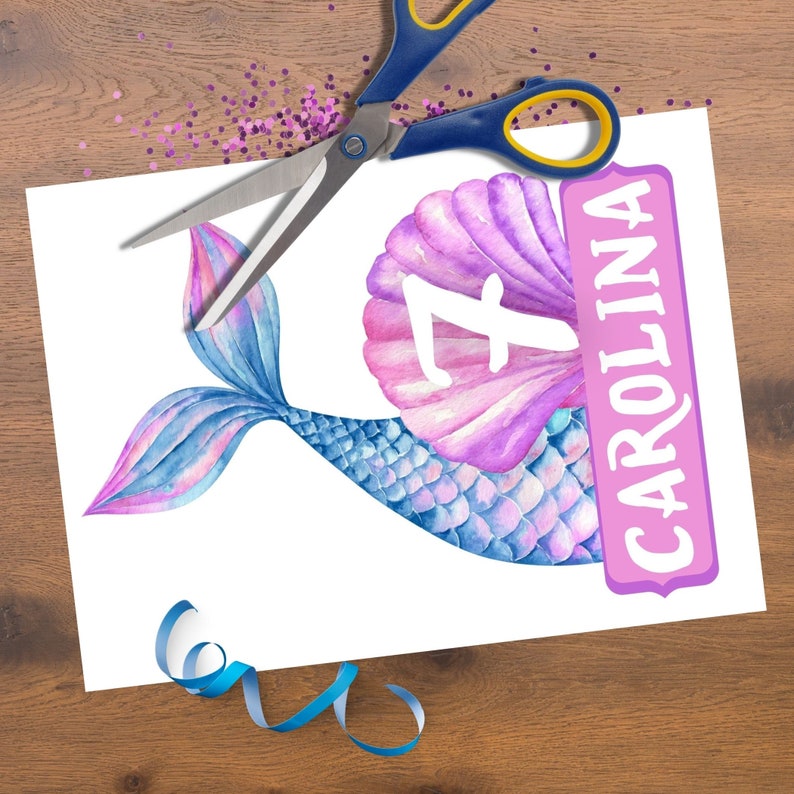 Printable Mermaid Cake Topper. Editable Cake Topper for Girls - Etsy