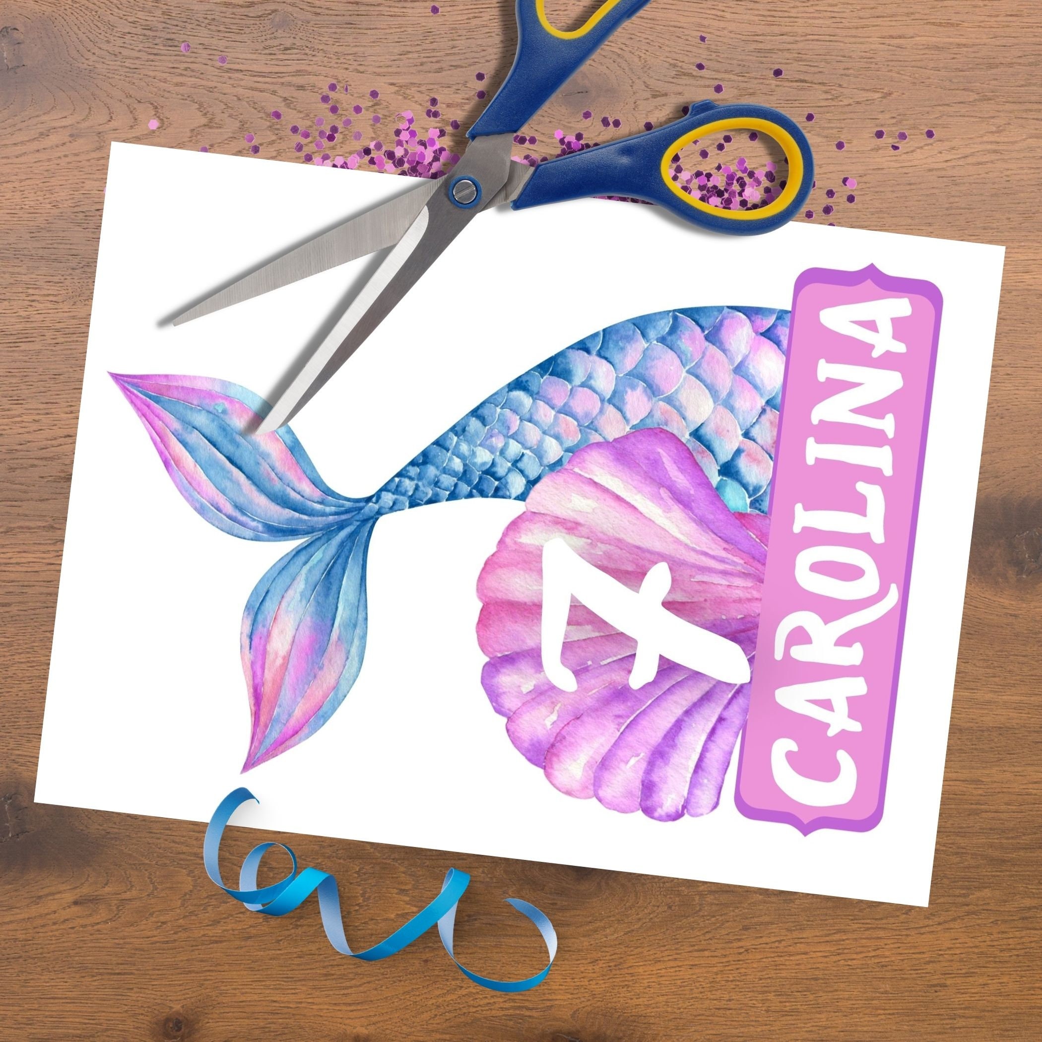 Printable Mermaid Cake Topper. Editable Cake Topper for Girls - Etsy