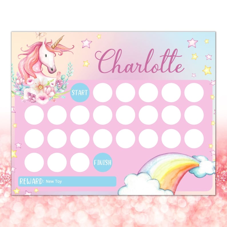 Unicorn Reward Chart, Unicorn Sticker Chart, Pink and Blue Pastel ...