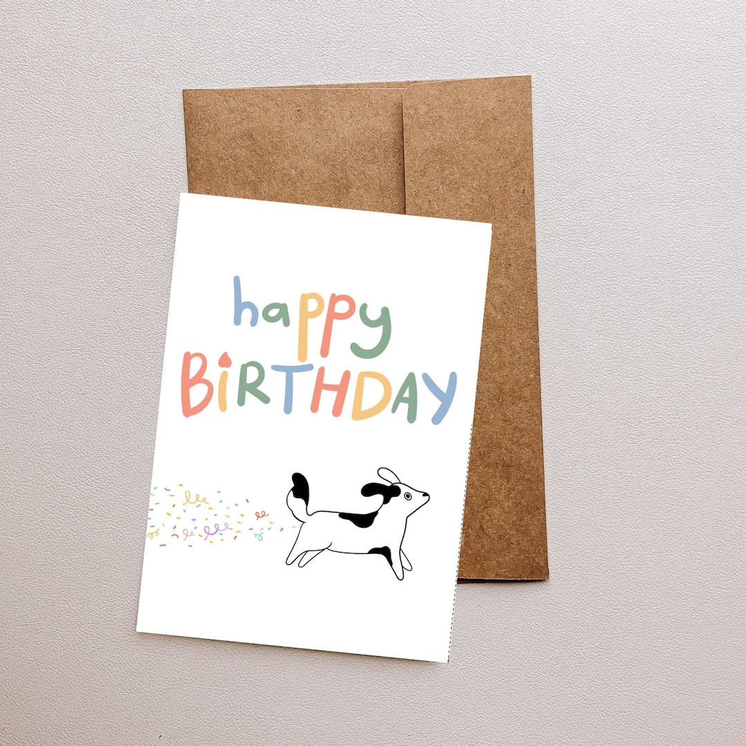 Funny Printable Dog Pooping Confetti Birthday Card - Canine Confetti ...