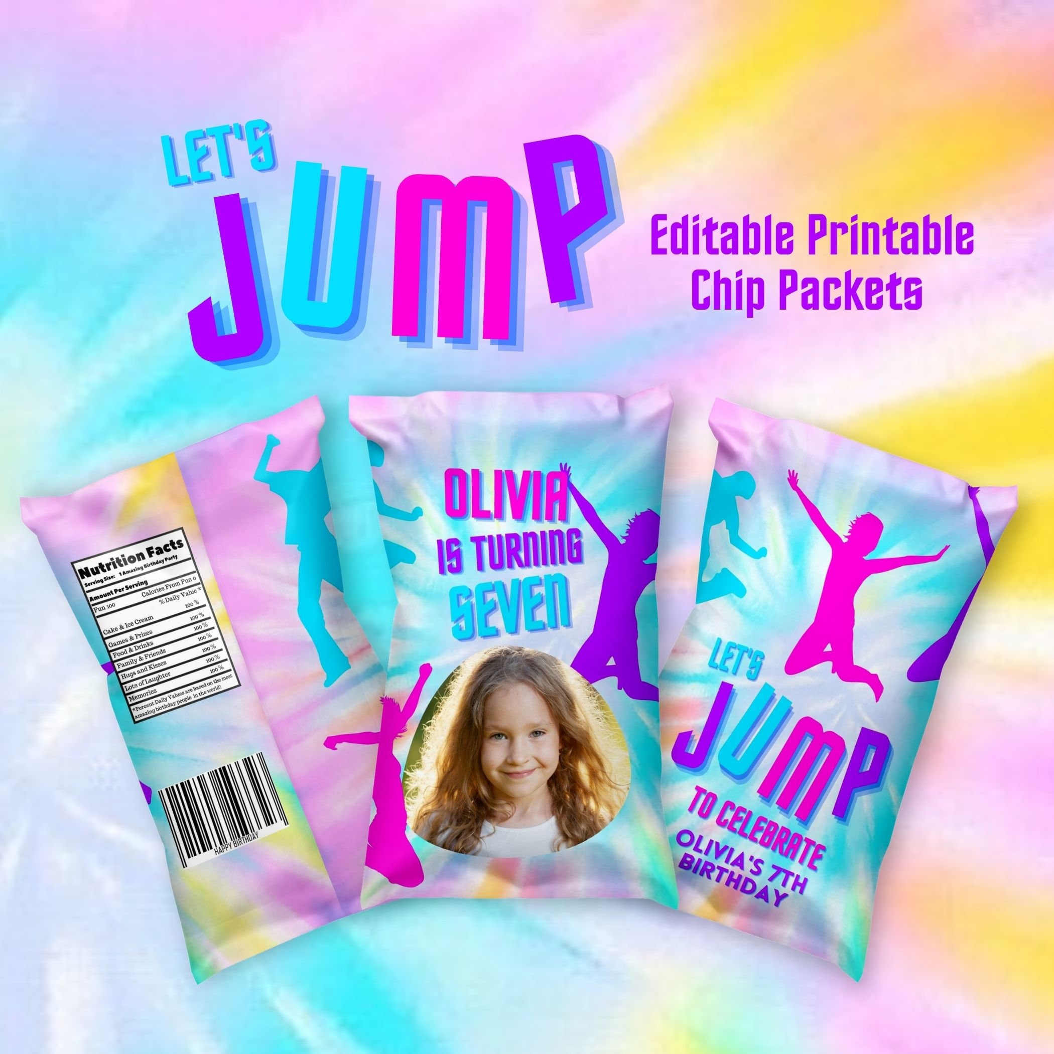 Jump Birthday Chip Bag, Trampoline Park Party Bounce House Party Jump ...