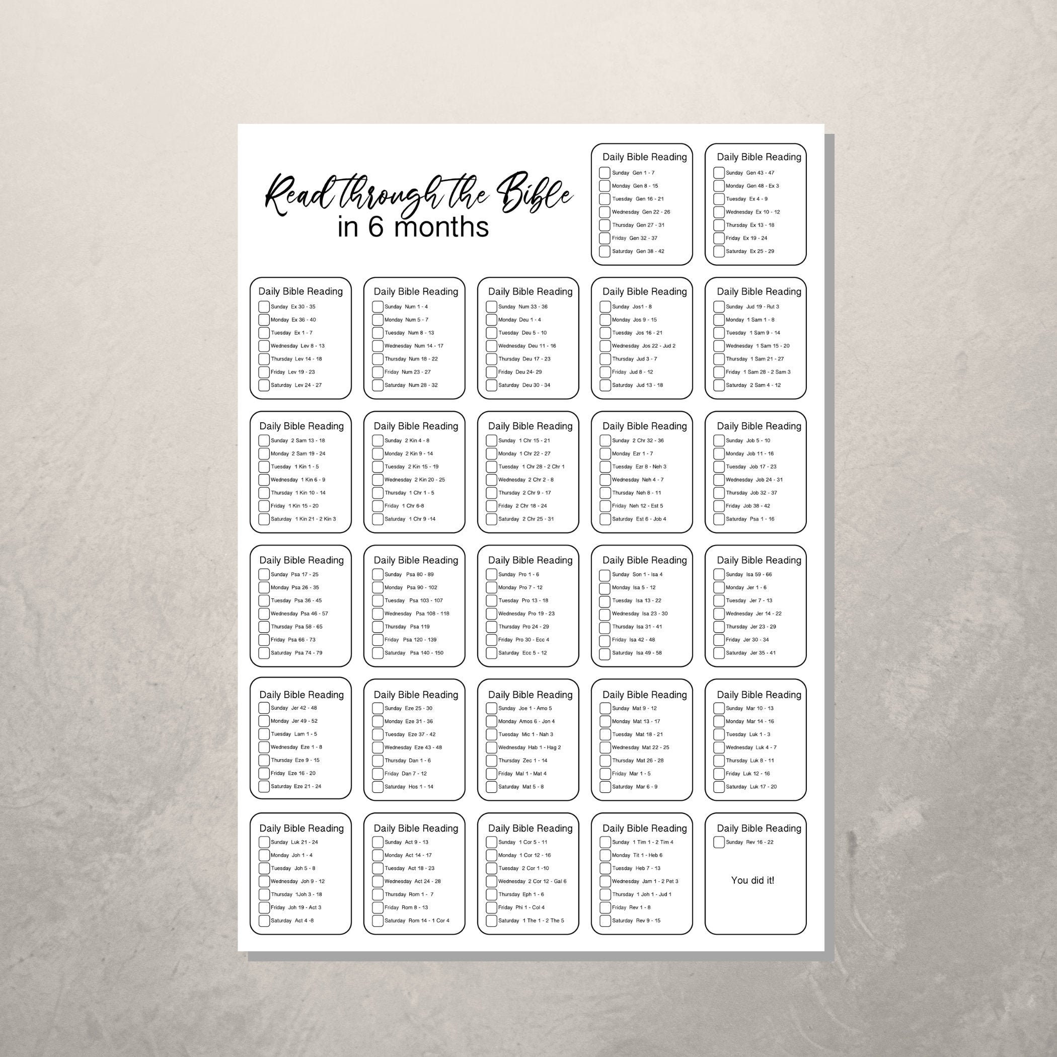 Printable Bible Reading Plan Cover to Cover Bible Reading 6 - Etsy