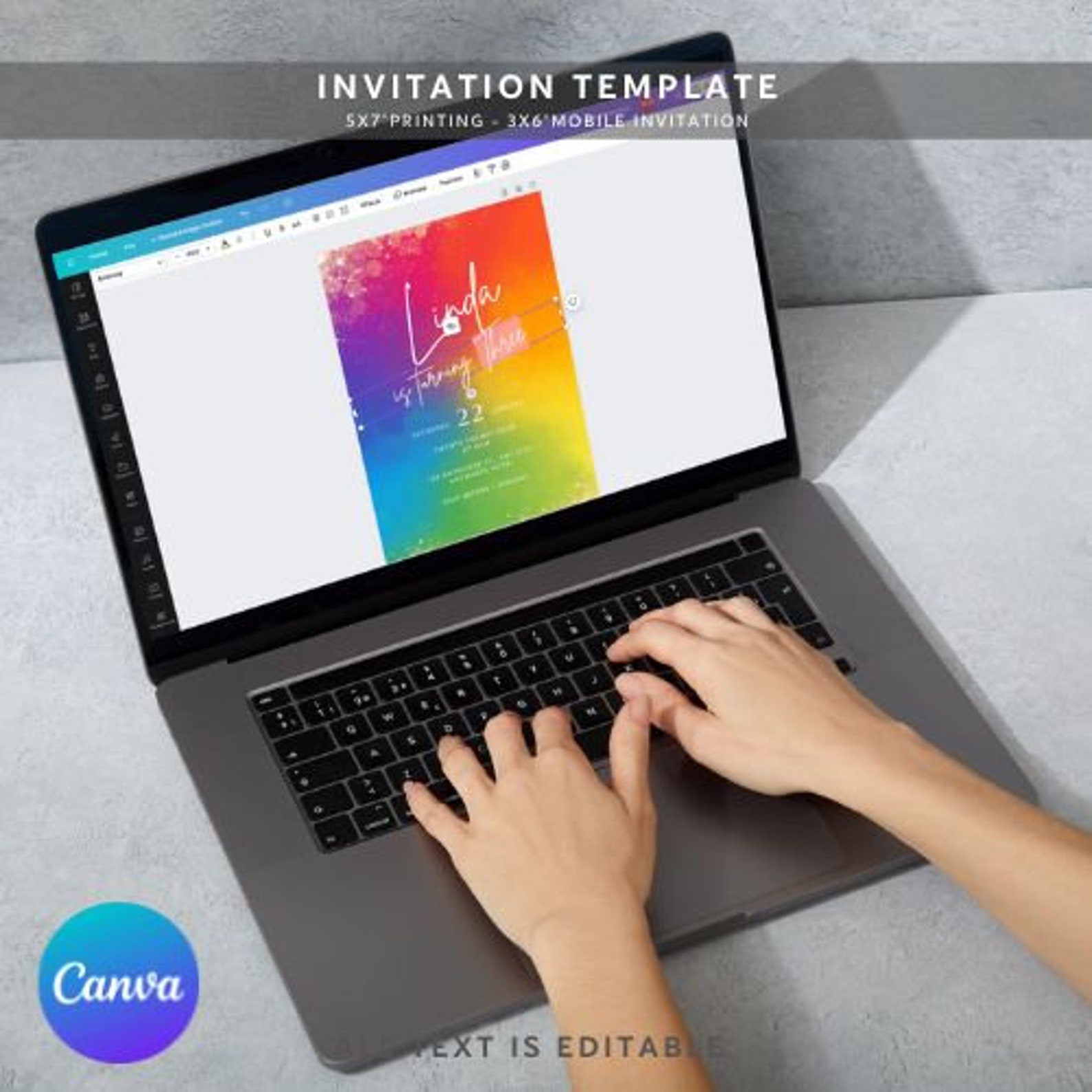 Vibrant Watercolor Birthday Invitation - Colourful Ombre Pastel Rainbow ...