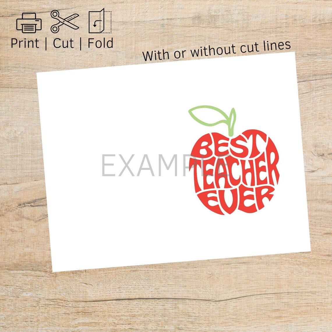 Printable Teacher Thank You Card: Best Teacher Ever Greeting Card - Etsy
