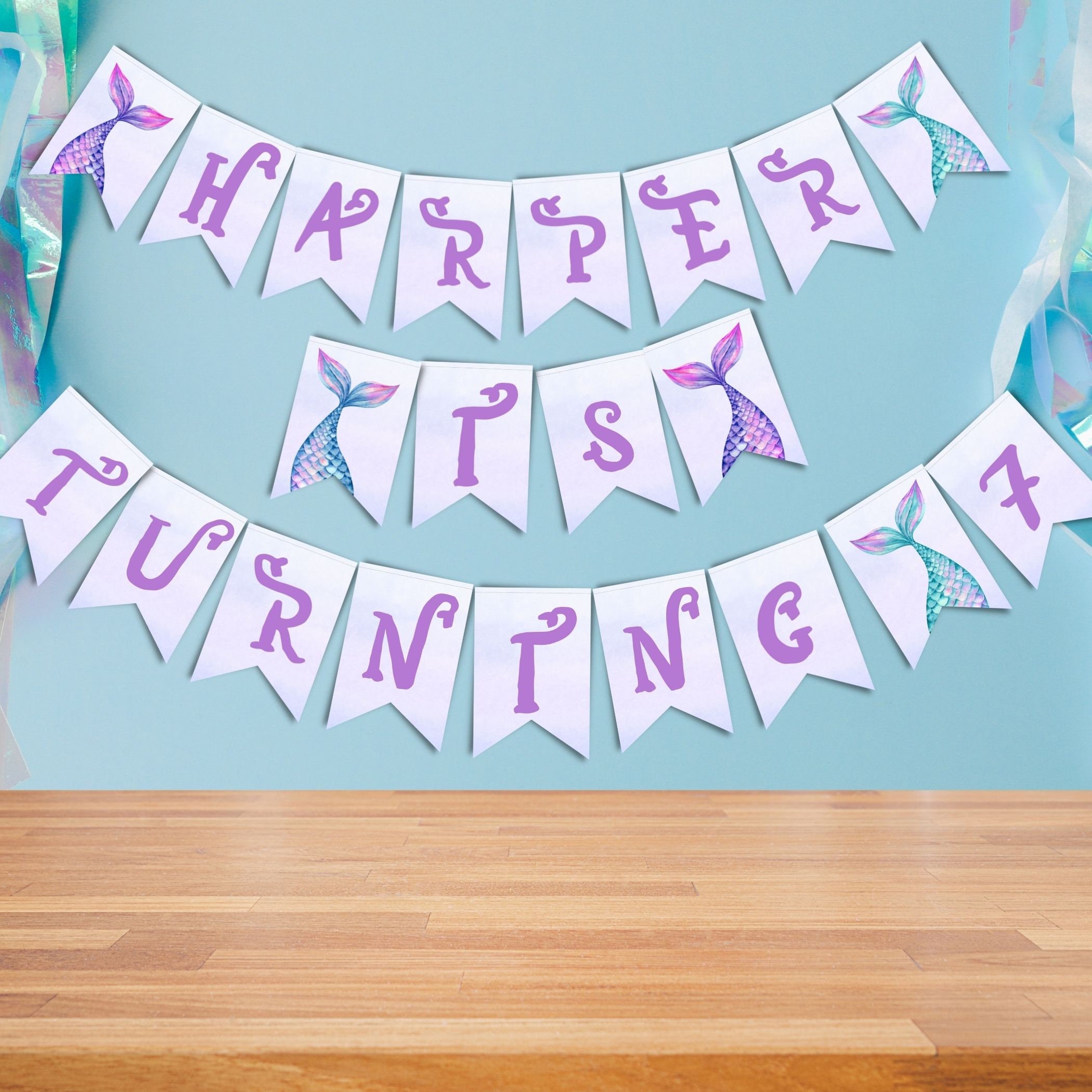 Printable A-Z 0-9 Mermaid Party Banner Mermaid Birthday Party - Etsy