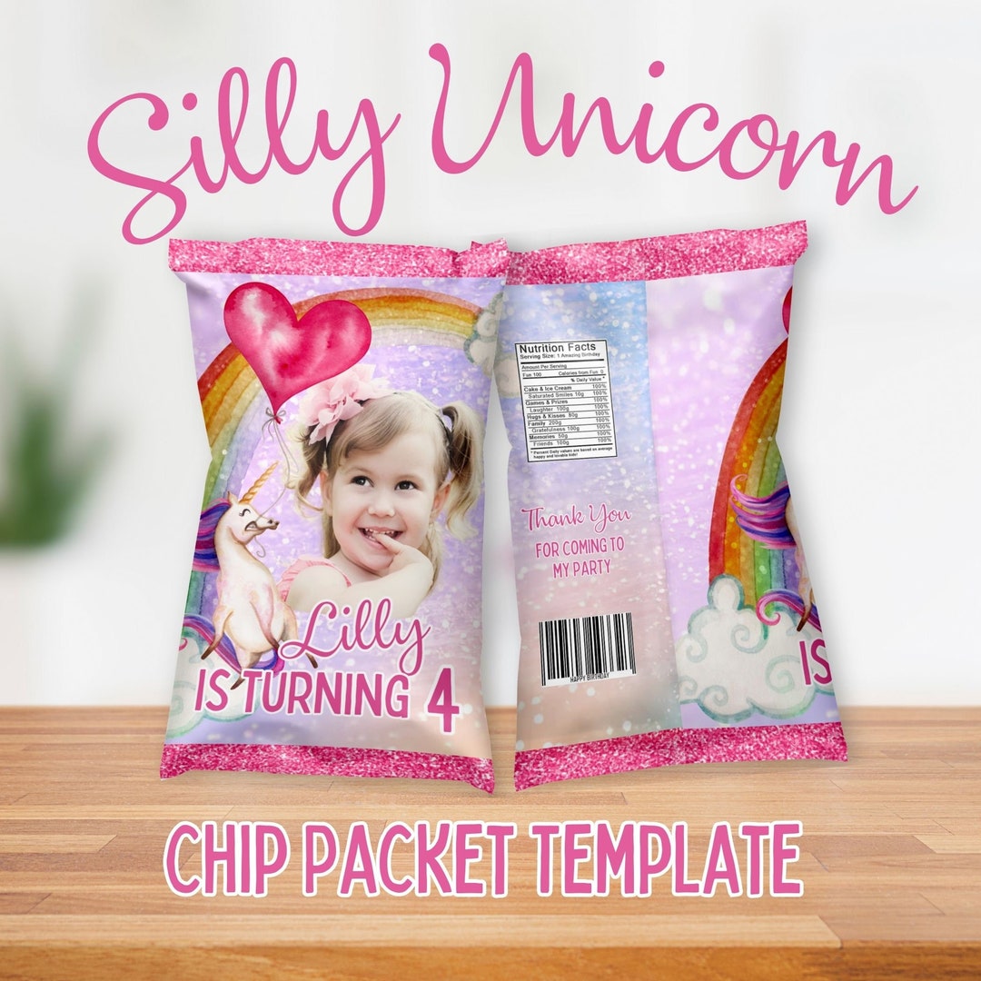 Silly Unicorn Chips Bag, Snacks Treat Bags, Funny Unicorn Chip Bag ...