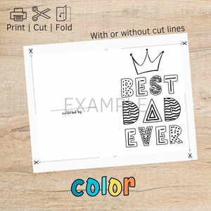 Printable Coloring Best Dad Ever Card - Creative and Personalized ...