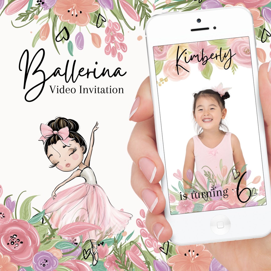 Ballerina Invitation Brunette Ballerina Digital Video - Etsy