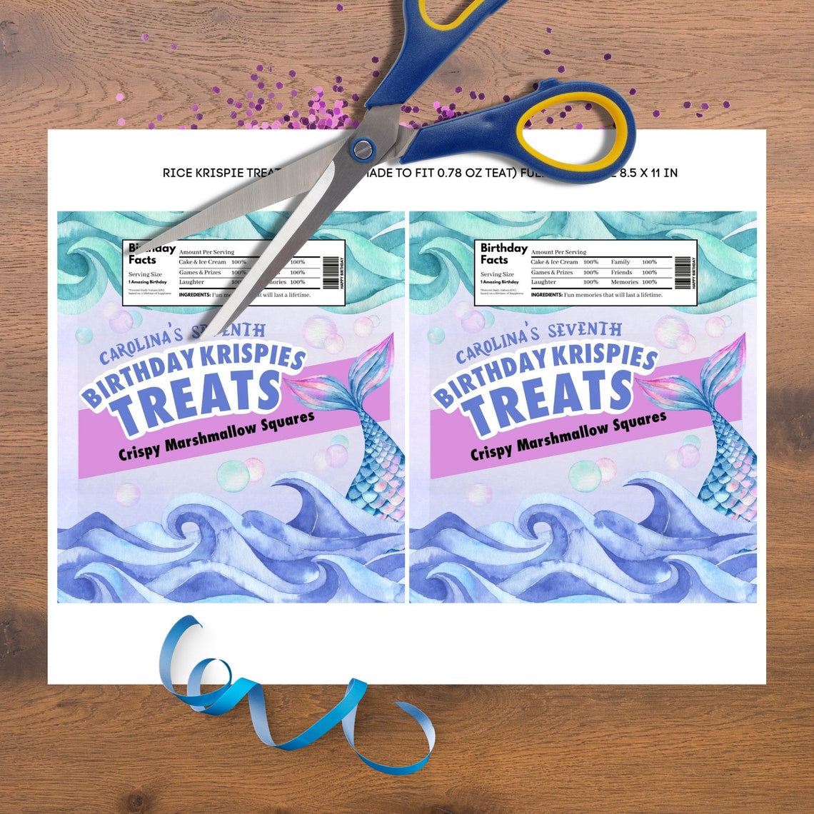 Mermaid Rice Krispies Treats Wrapper Label Custom Rice - Etsy