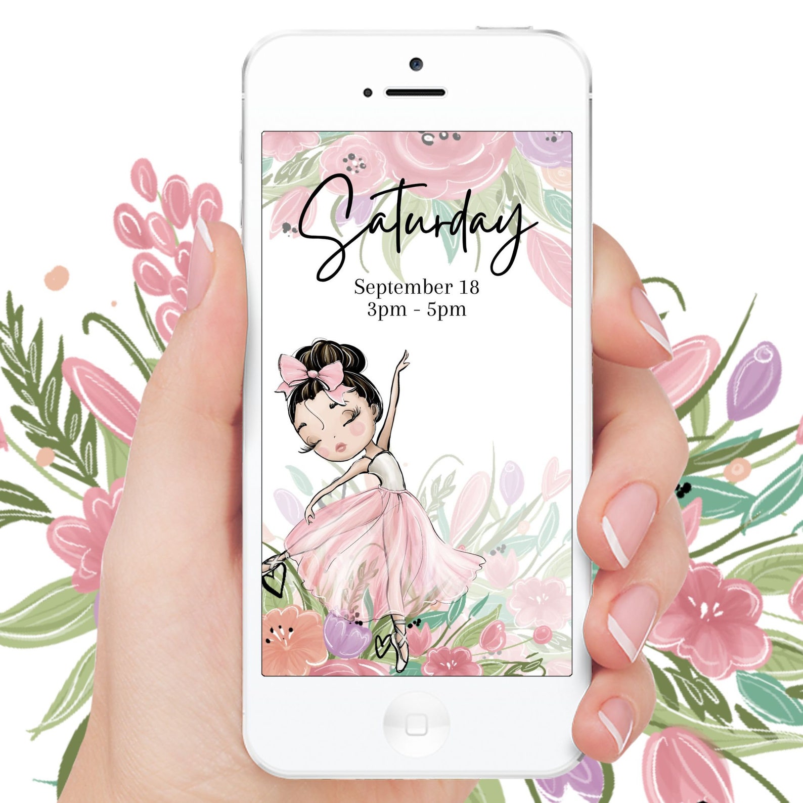Ballerina Invitation, Brunette Ballerina, Digital Video Invitation ...