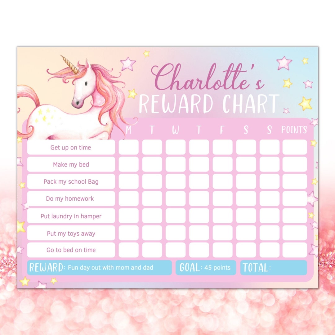 Unicorn Reward Chart, Unicorn Behaviour Chart, Pink and Blue Unicorn ...