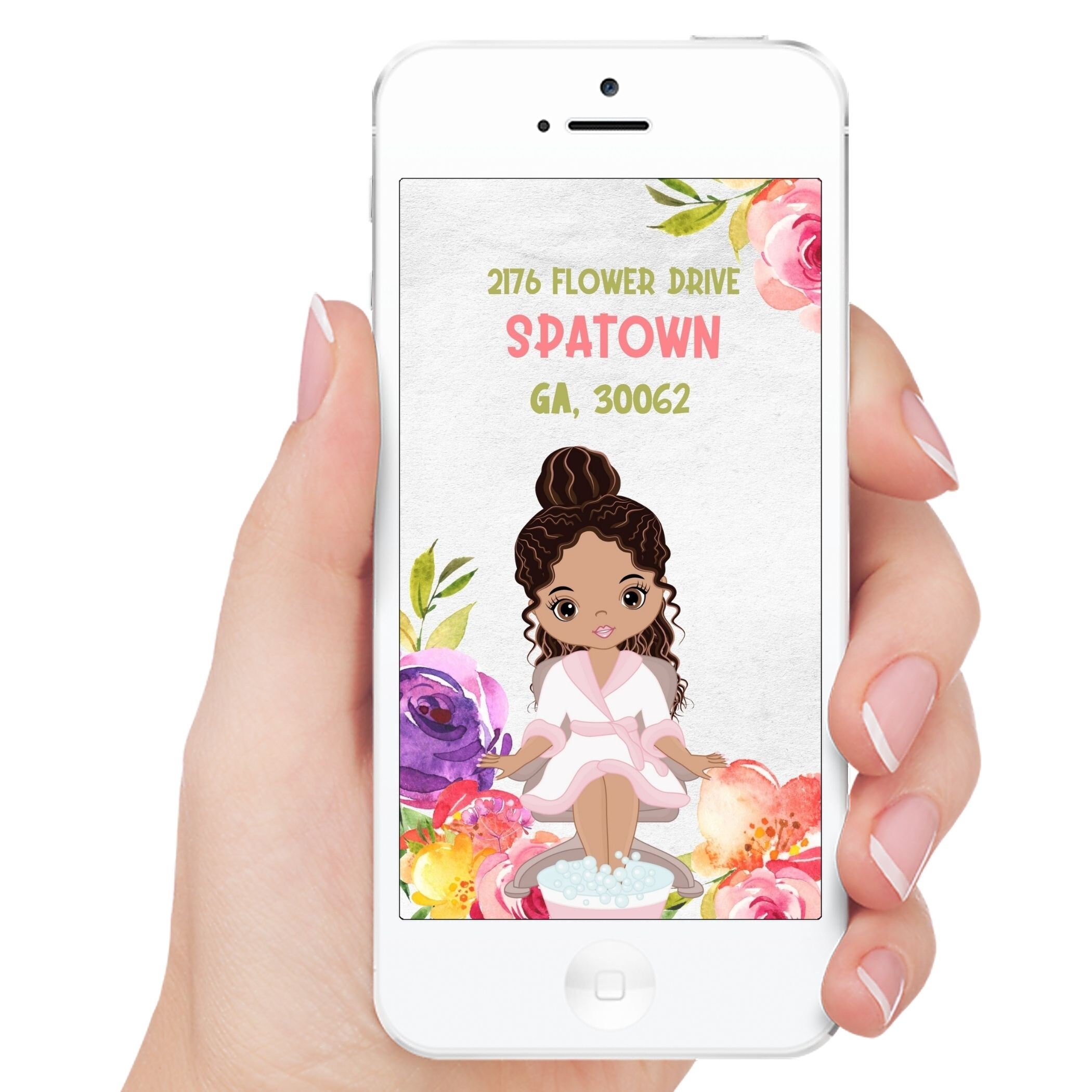 Spa Day Invitation, Brunette Spa Girl, Editable Digital Video ...